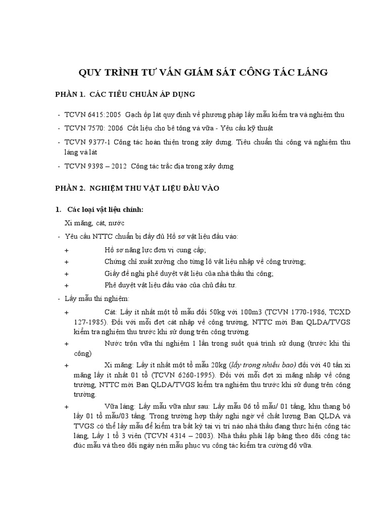 Quy Trình Giám Sát Công Tác Láng | PDF