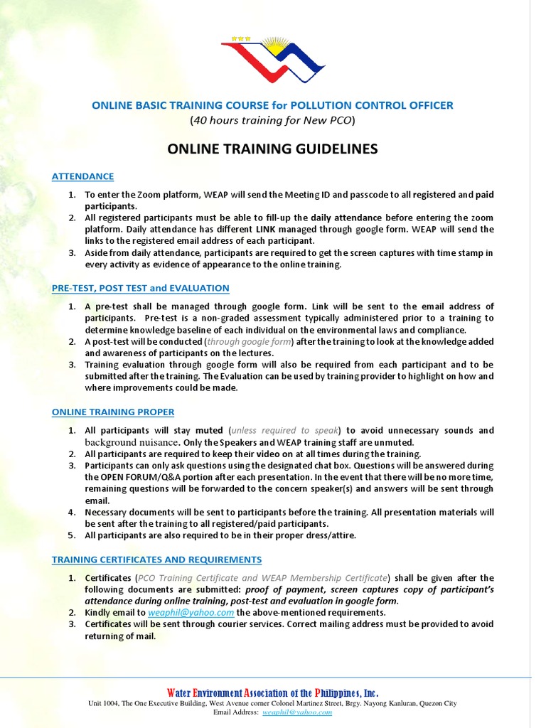 WEAP PCO Online Training Guidelines | PDF | Communication