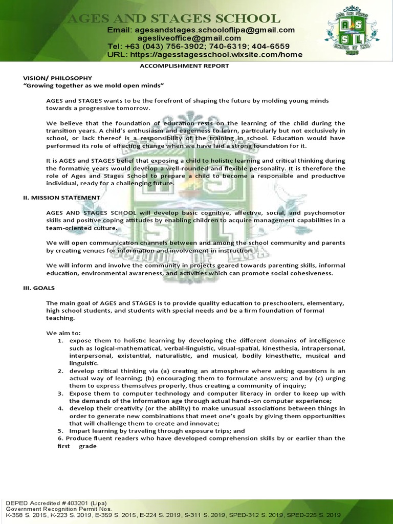 Accomplishment Report | PDF | Academic Degree | Learning