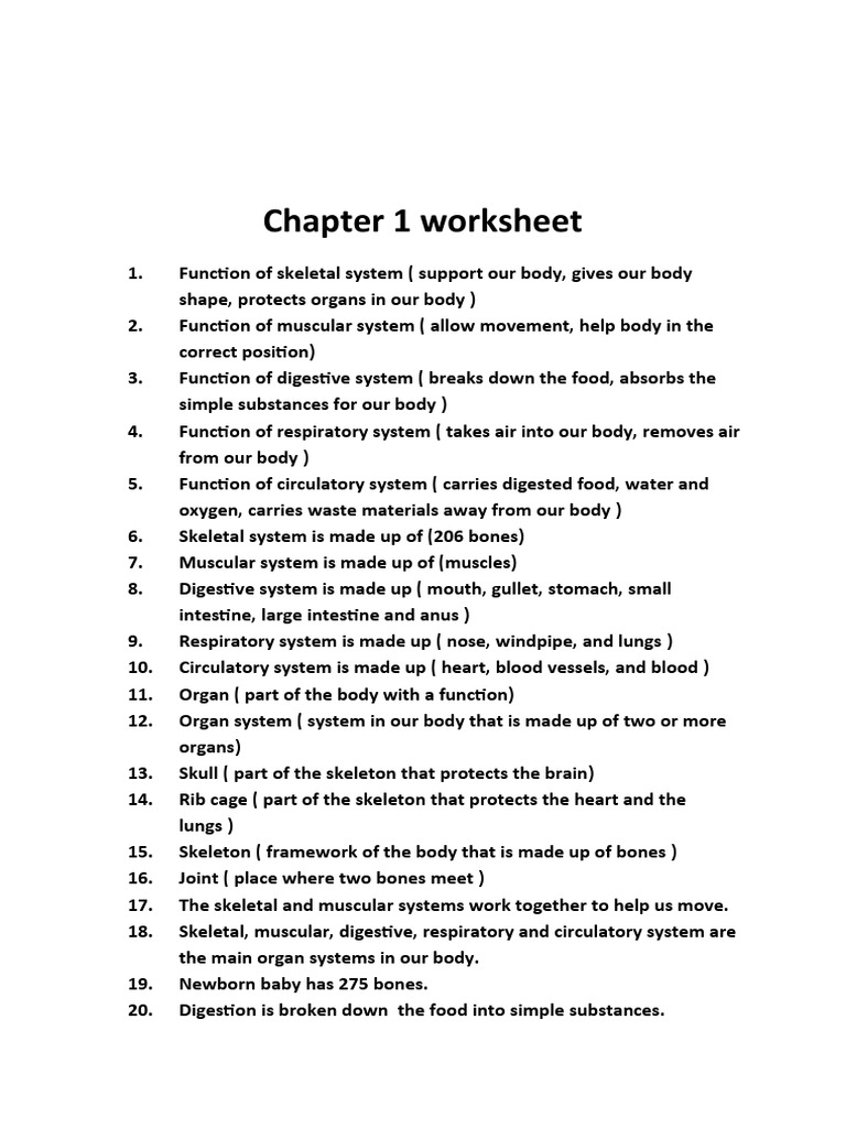 Chapter 1 Worksheet Science | PDF