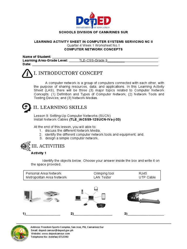 Q4 Grade9 W1 CSS | PDF | Computer Network | Network Switch