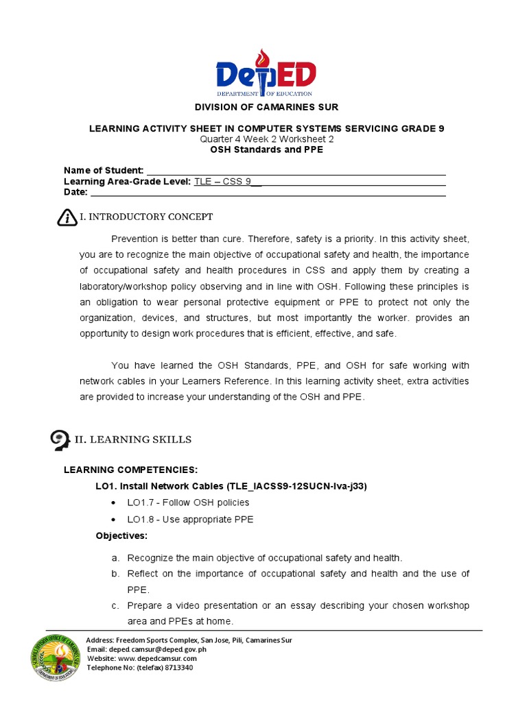 Q4 Grade9 W2 CSS | Download Free PDF | Personal Protective Equipment ...