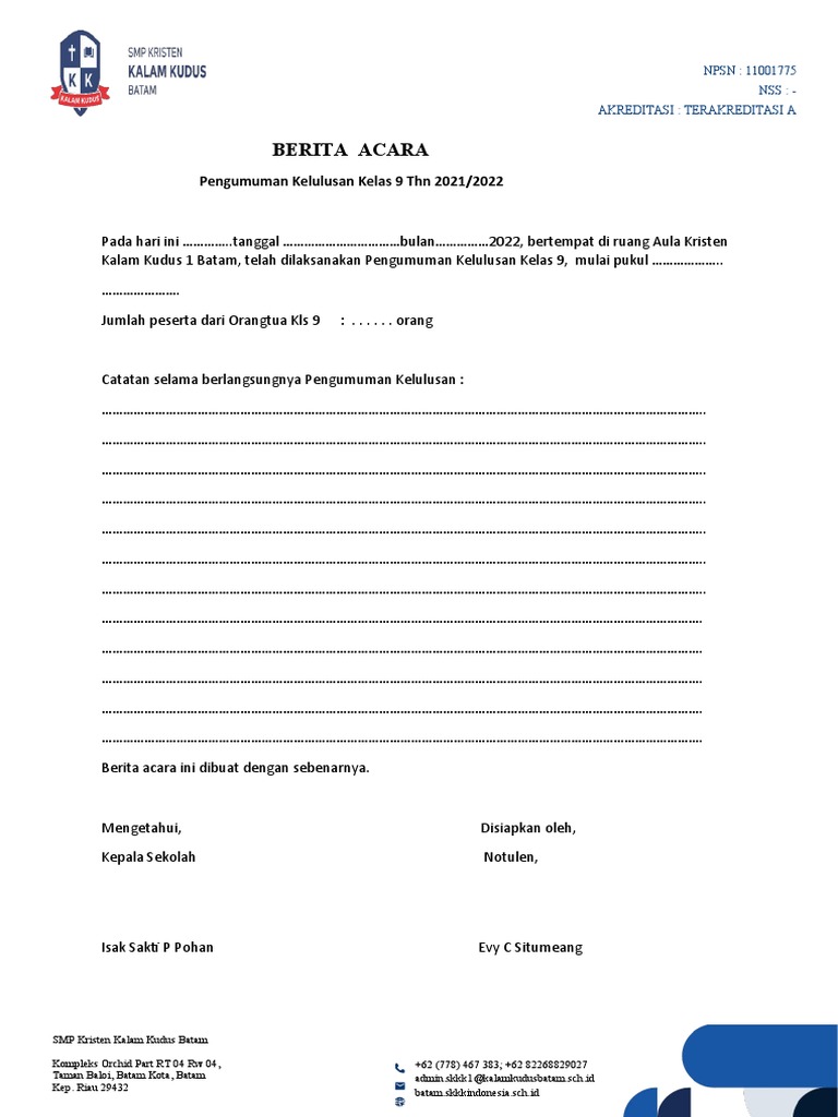 Berita Acara & Daftar Hadir New 2022 | PDF