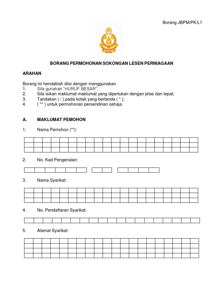 Borang-JBPM PK L1-1 | PDF