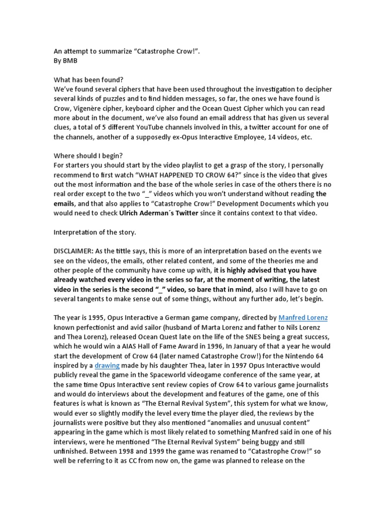 Crow 64 Summary | PDF