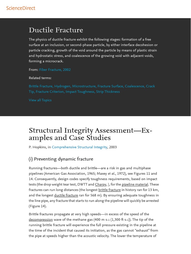 Ductile Fracture: Structural Integrity Assessment-Ex-amples and Case ...