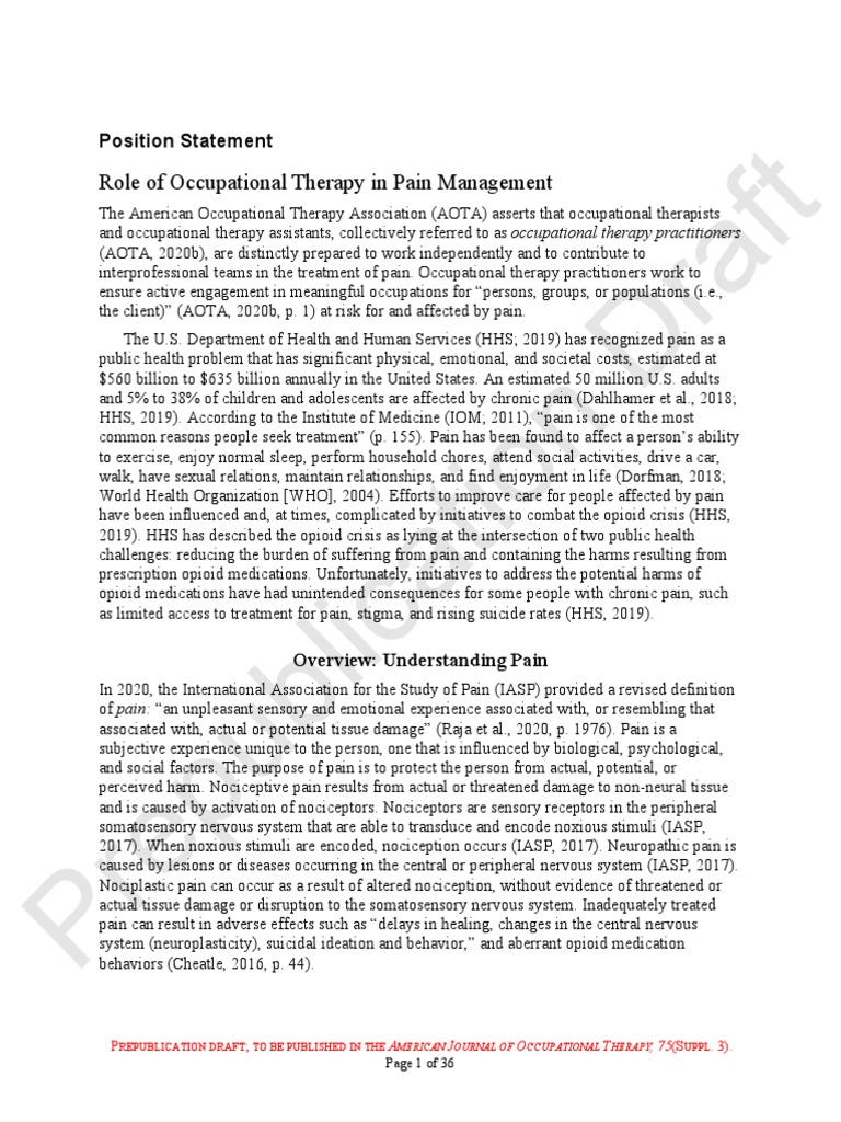 AOTA Role of OT in - Pain-Management-2021 | PDF | Occupational Therapy ...