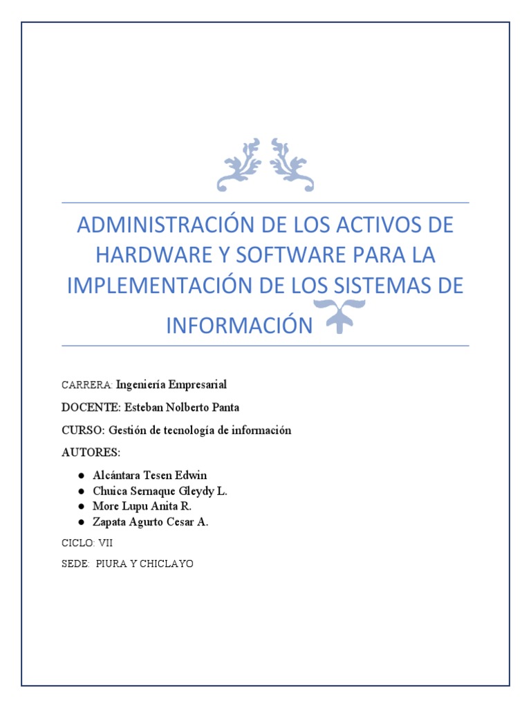 Administracion de Los Activos Del Software y Hardware | PDF | Hardware de la computadora ...