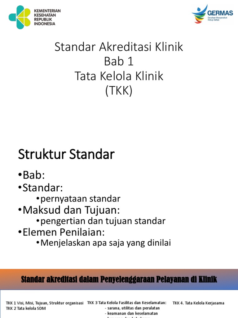 Standar Akreditasi Klinik - Bab 1 TKK | PDF