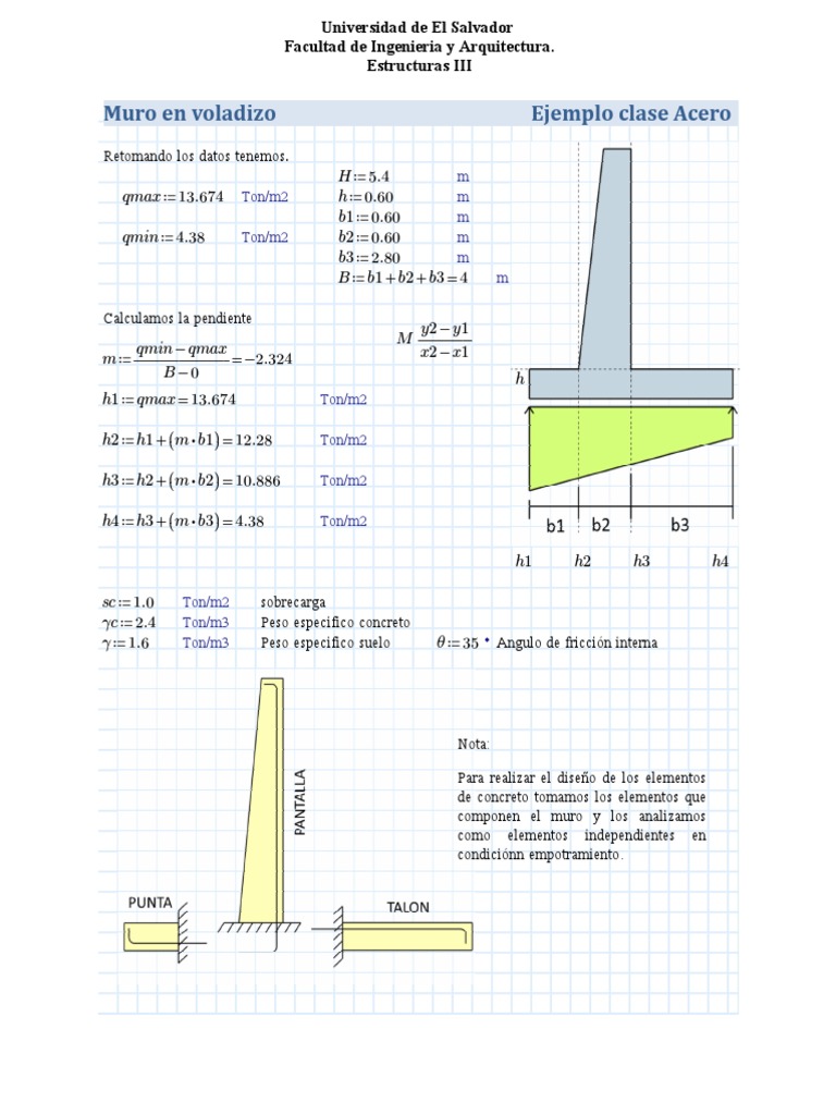 Diseño de Muro en Voladizo en Concreto | PDF | Ciencia y matemáticas