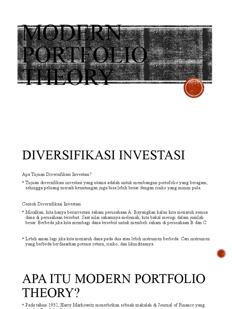 Modern Portfolio Theory | PDF