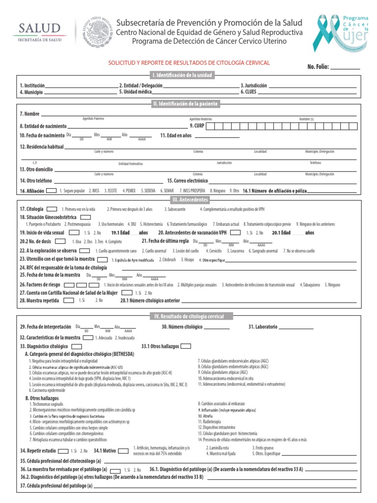 Formato de Citología Cervical | PDF | Especialidades Medicas | Inmunología