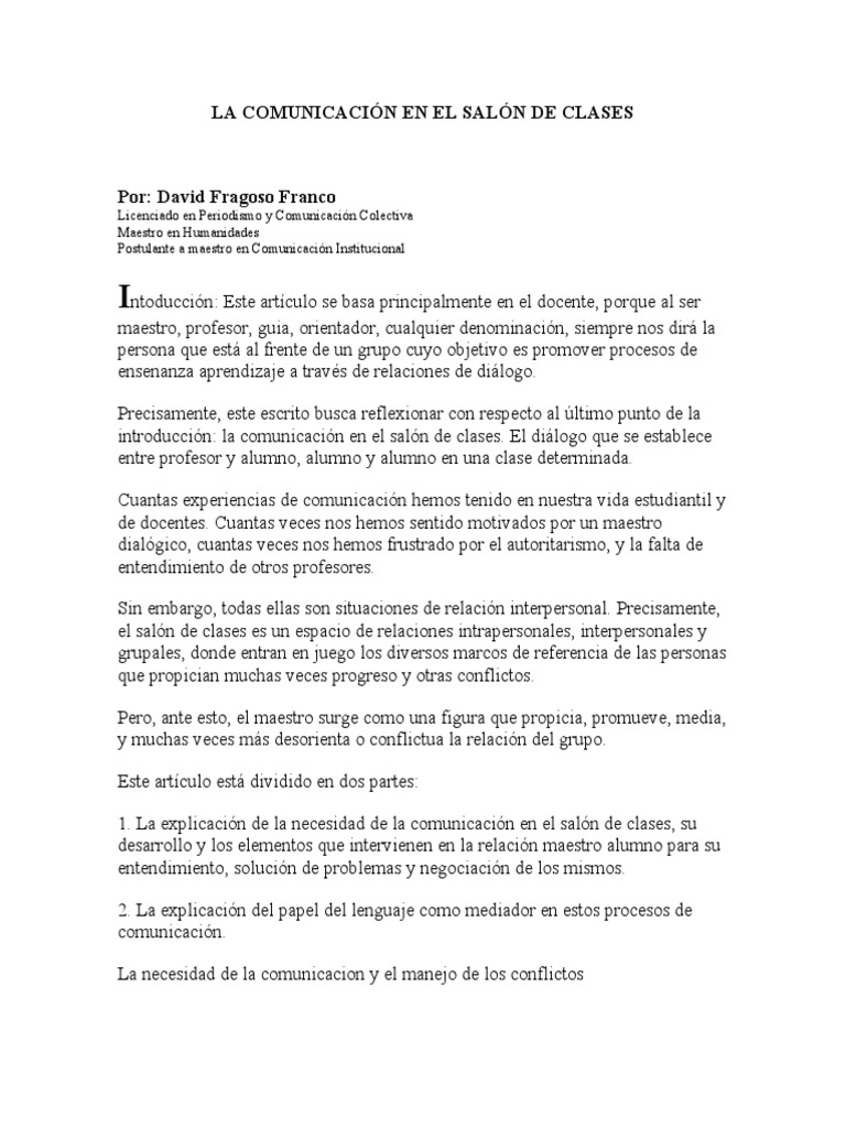 Comunicación Efectiva entre Docentes | PDF | Método de enseñanza ...