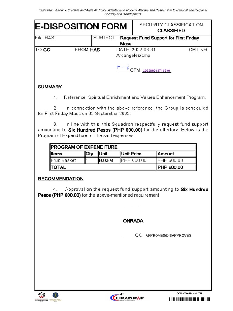 DF - Request Fund Support For First Friday Mass | PDF | Science ...