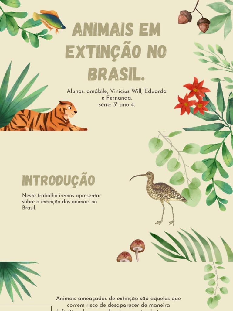Extinã - Ã - o de Animais No Brasil | PDF | Extinção | Biologia de ...