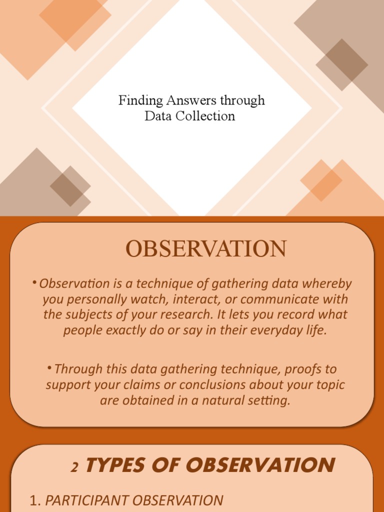 Finding Answers Through Data Collection | PDF | Observation | Sampling ...
