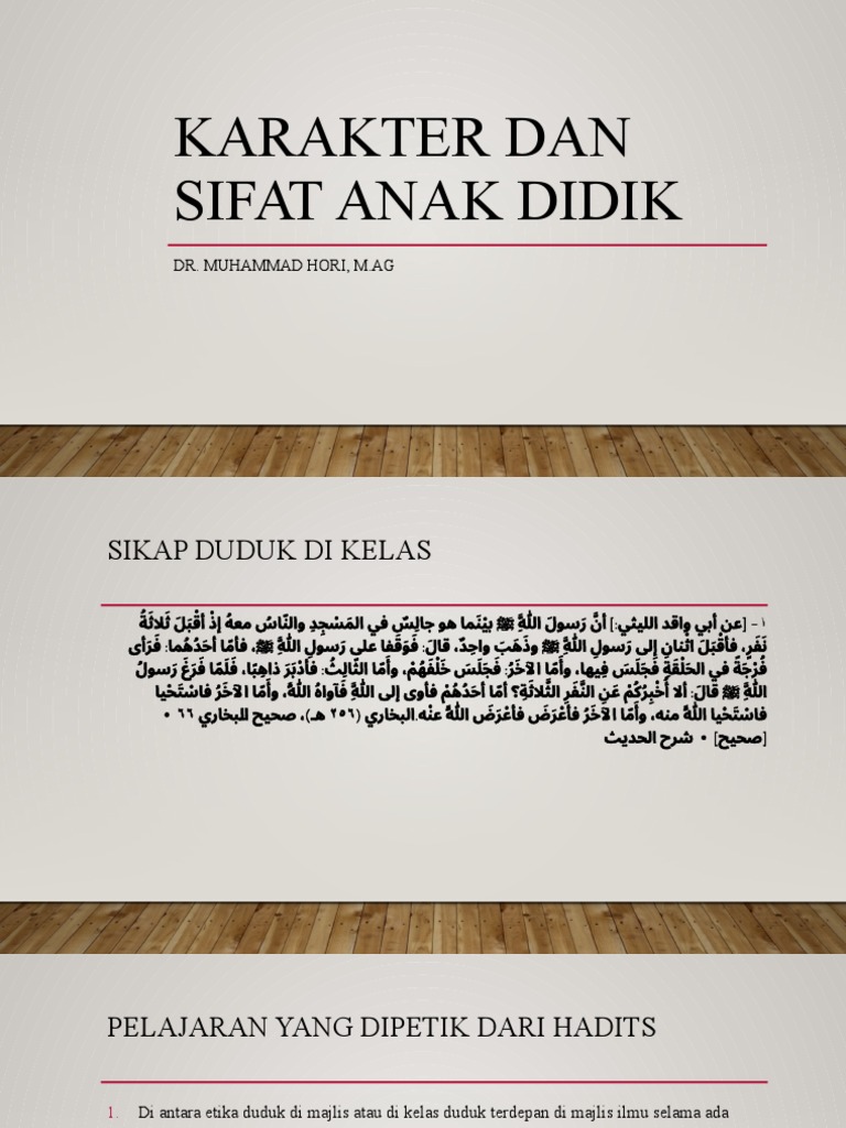 Hadits Tarbawi (Karakter Dan Sifat Anak Didik) | PDF