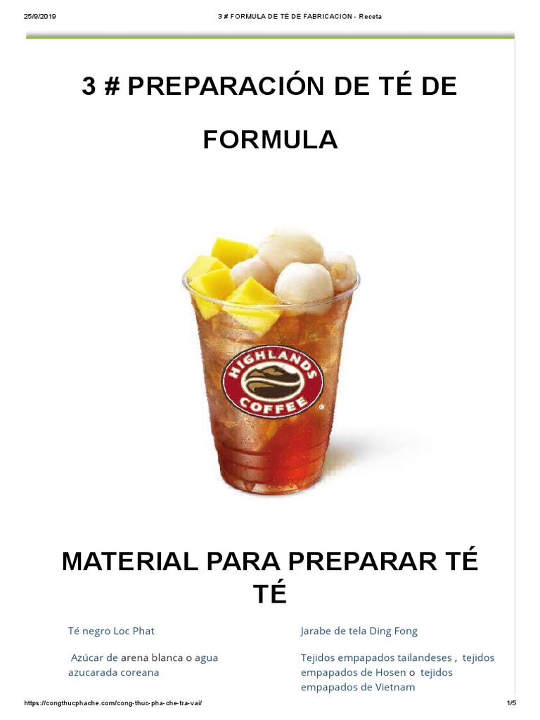 3 # Formula de Té de Fabricación - Receta | PDF | Té | Bebidas con cafeína