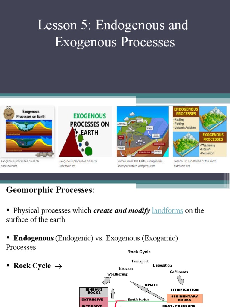 Lesson 5. Endogenic and Exogenic Processes | PDF | Magma | Weathering