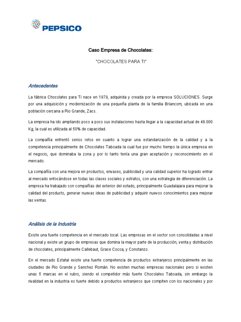 Caso Ventas - Estrategia - Chocolates para Ti | PDF | Producto (Negocio ...