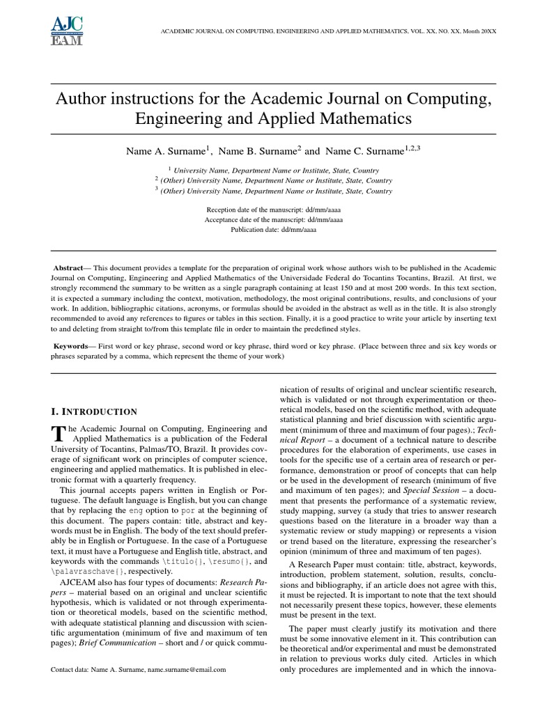 AJCEAM Author Guidelines | PDF | Bracket | Scientific Method