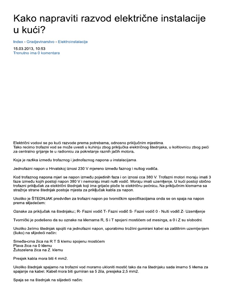 Instalacije U Kuci | PDF