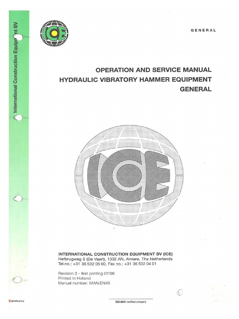 Operation & Service Manual Hydraulic Vibratory Hammer | PDF