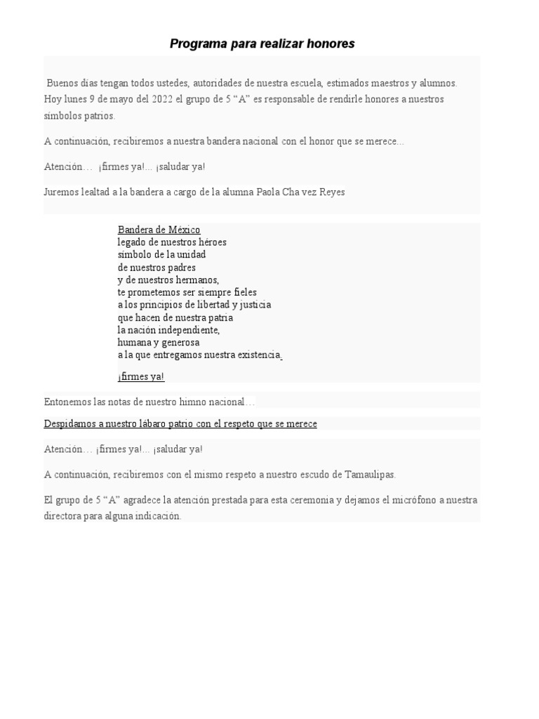 Programa para Realizar Honores | PDF