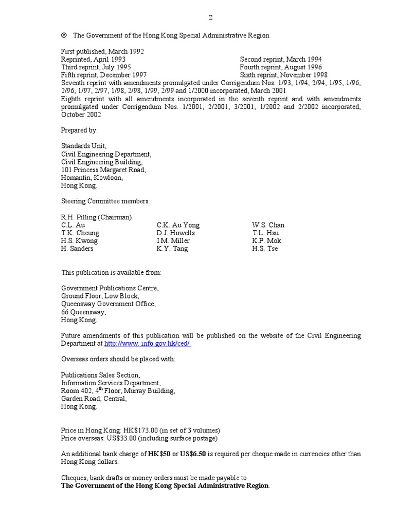 CEDD General Specification For Civil Engineering Works (1992 Edition ...