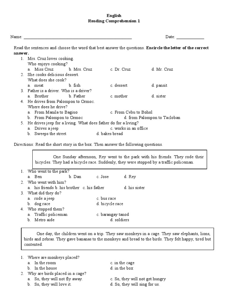 English Reading Comprehension 1 | PDF | Ant