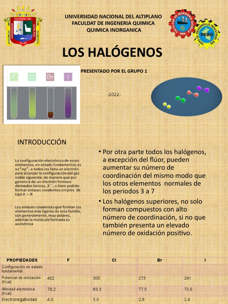 Halogenos | PDF | Compuestos químicos | Enlace químico