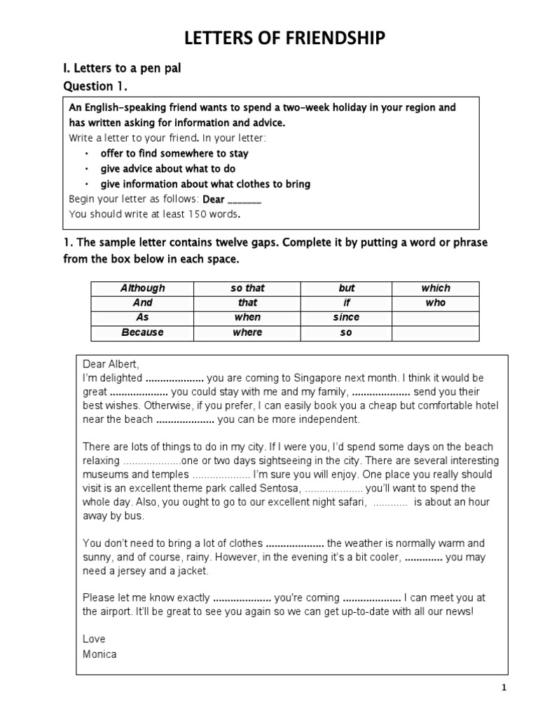 Letters of Friendship 1 | PDF