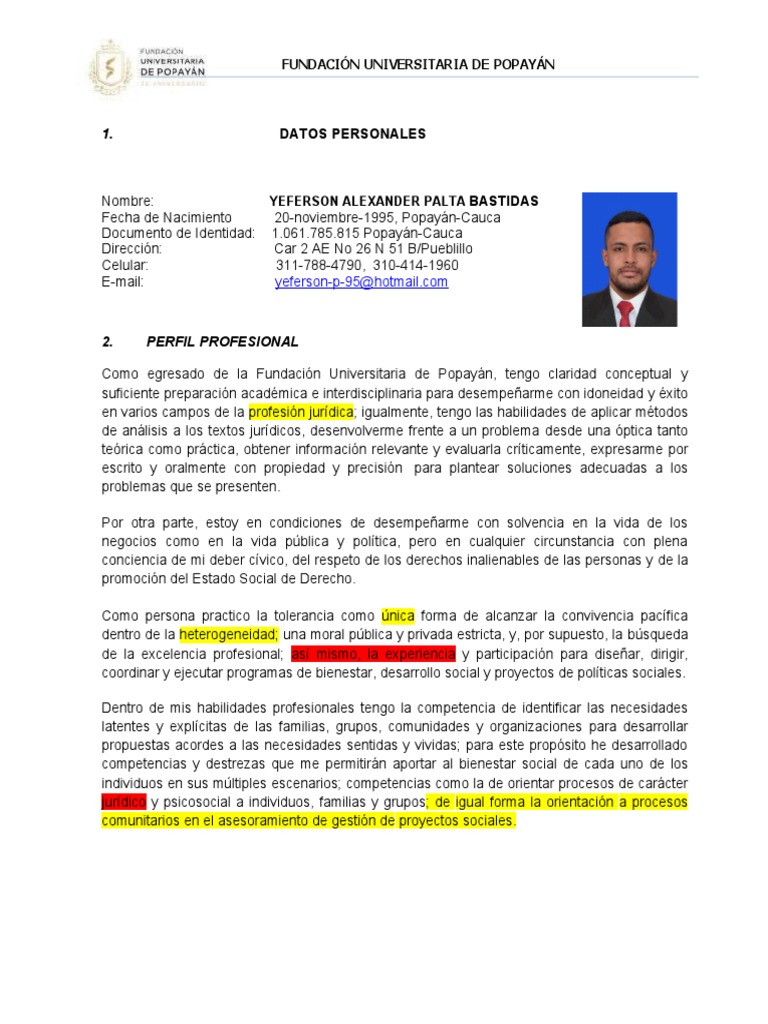 Hoja de Vida Alex | PDF