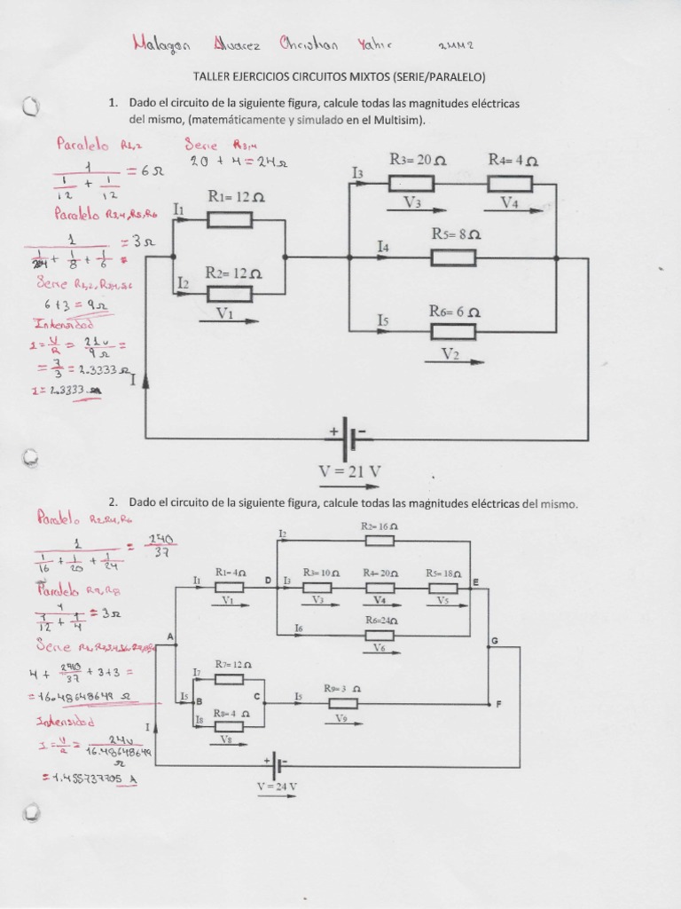 Ejercicios Circuitos Mixtos | PDF
