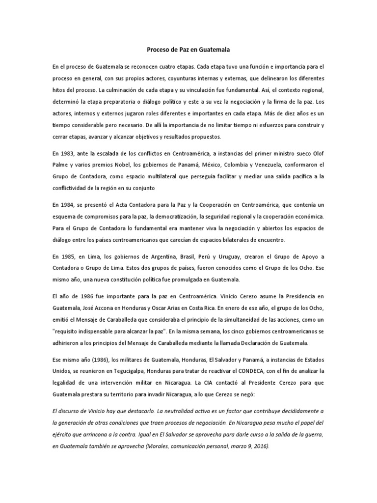 Etapas del Proceso de Paz en Guatemala | PDF | Guatemala | Gobierno