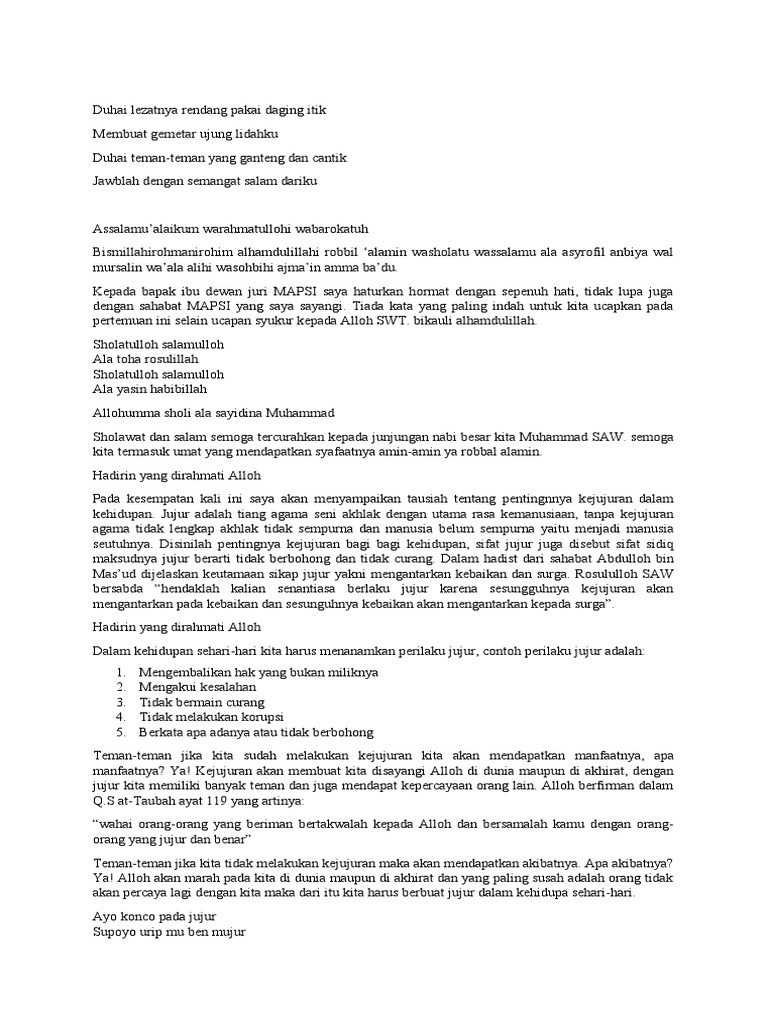 Teks Pidato Lomba Mapsi 2022 | PDF