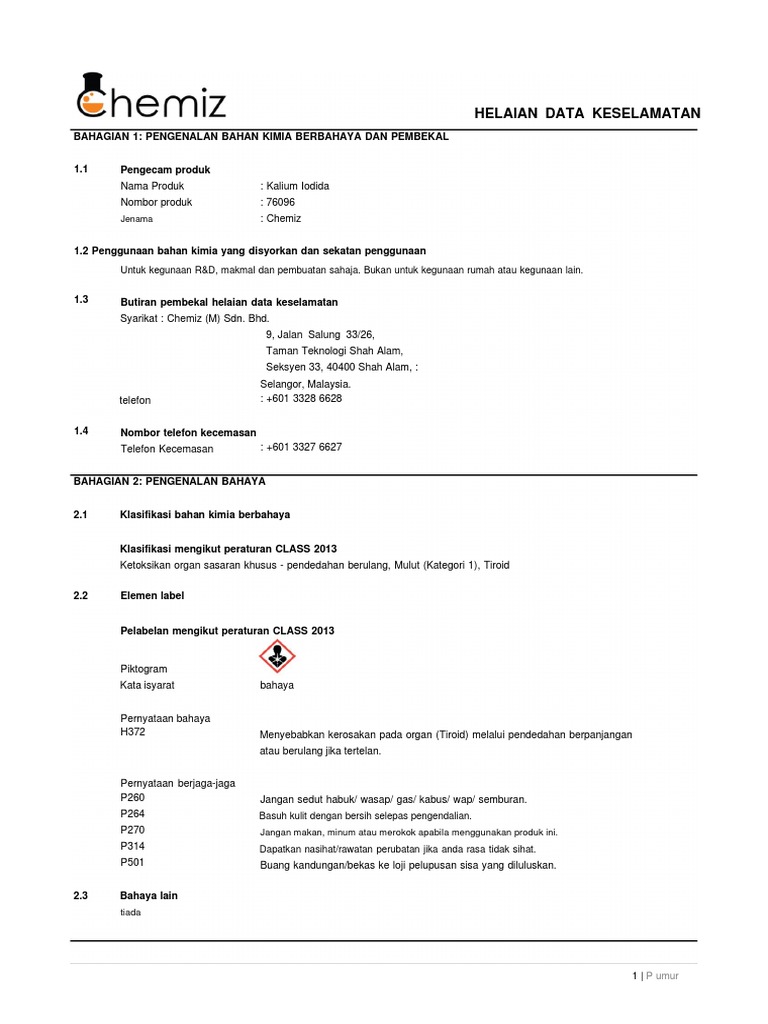 SDS - Potassium Iodide (BM) | PDF