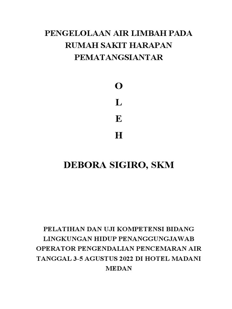 Tugas Mandiri Pengelolaan Limbah Cair Debora Sigiro | PDF | Sains & Matematika