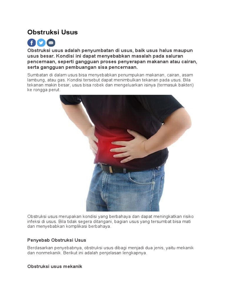 Obstruksi Usus: Penyebab, Gejala, Diagnosis dan Pengobatan | PDF