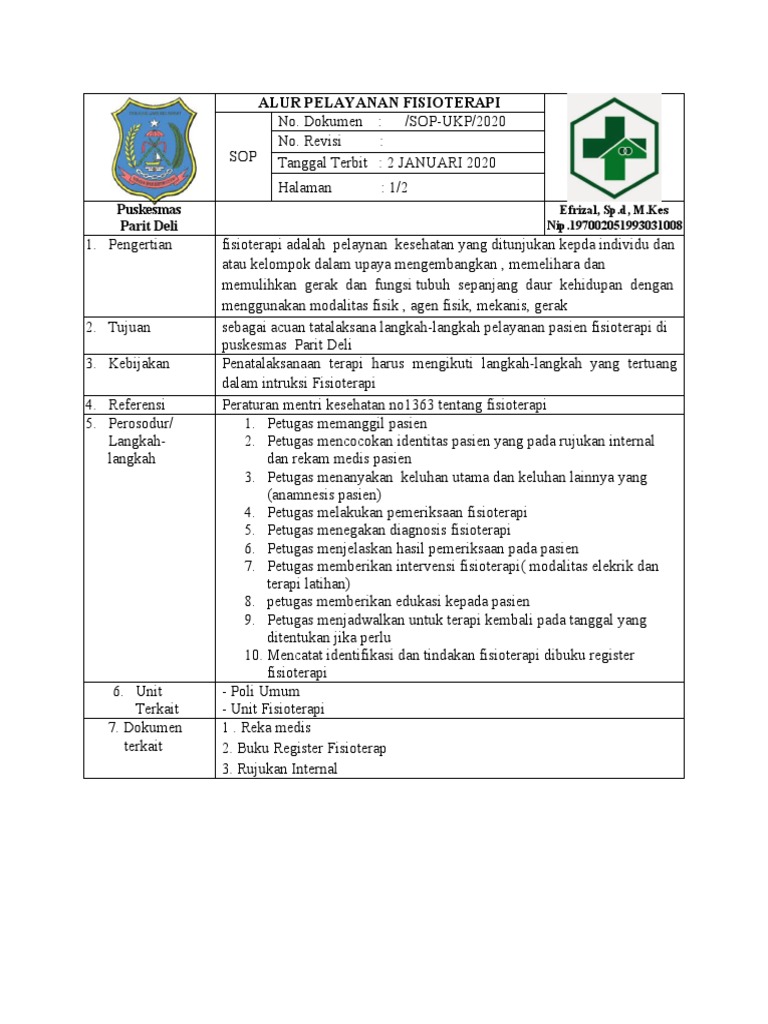 Alur Pelayanan Fisioterapi | PDF