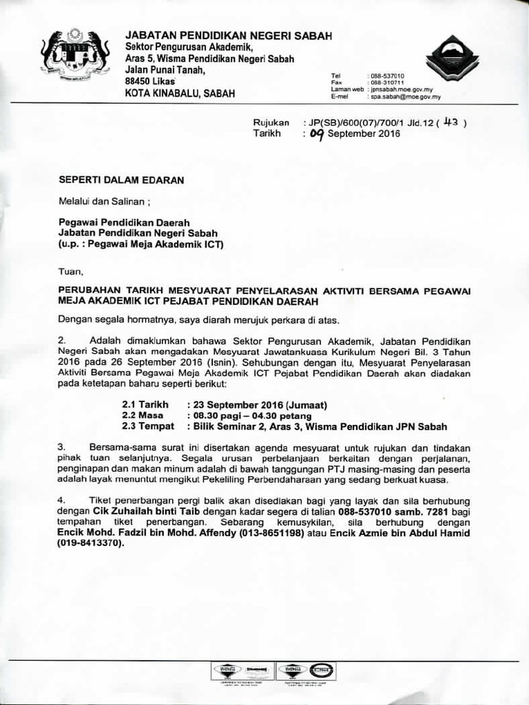 Perubahan Tarikh Mesyuarat | PDF