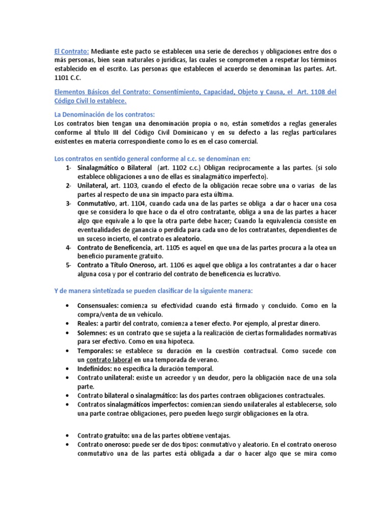 Contratos: Definición, Elementos, Clasificación y Partes | PDF ...