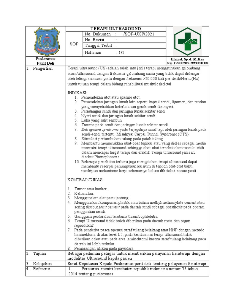 SOP Terapi Ultrasound | PDF