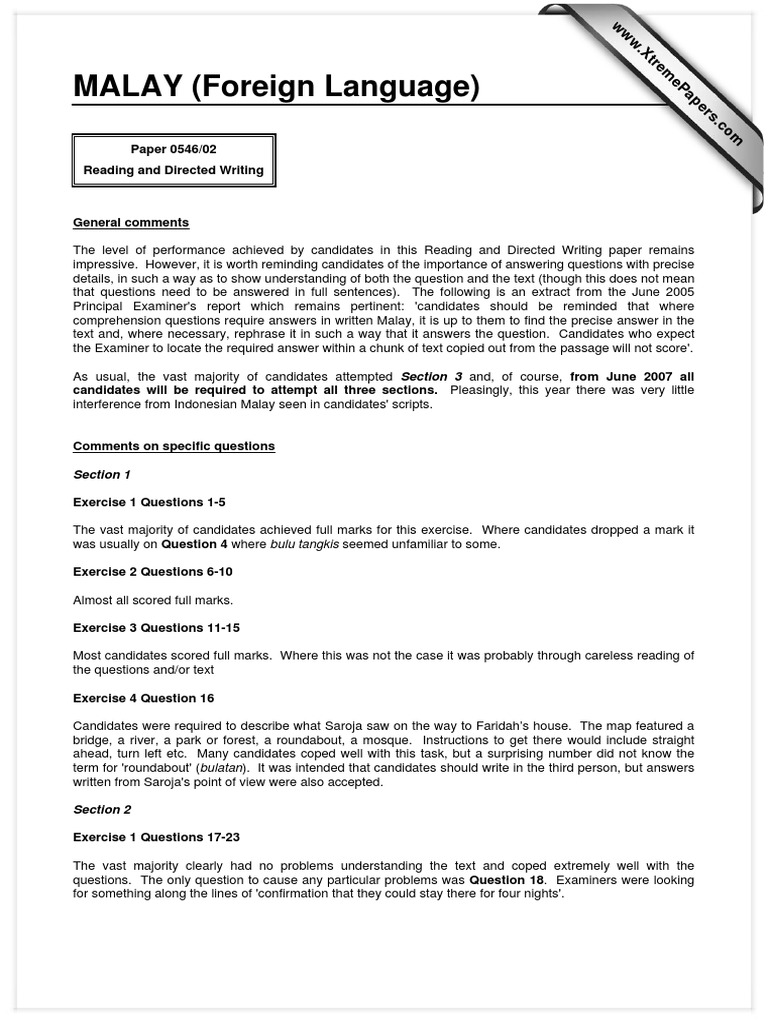 MALAY (Foreign Language) : Section 1 | PDF | Conversation | Question
