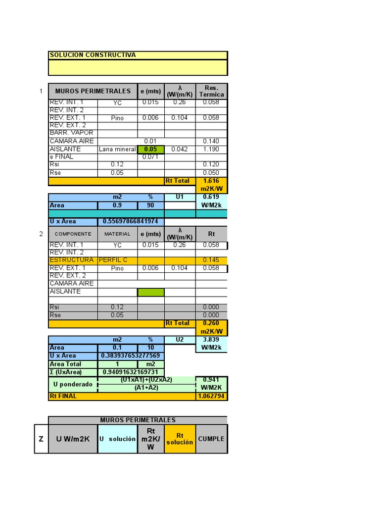 Cálculo-Rt-y-U_DITEC_V2.0_2017 | PDF | Ingeniería de Edificación | Procesos industriales