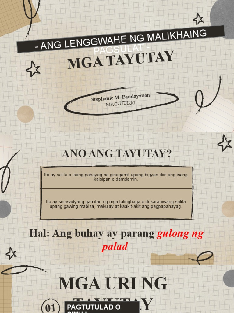 Fle 1 Tayutay at Alusyon | PDF