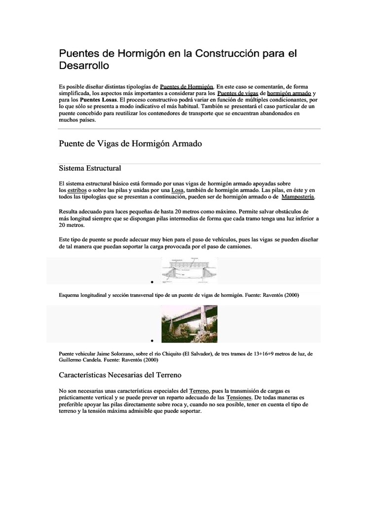 PDF Proceso Constructivo de Un Puente DL | PDF | Puente | Hormigón