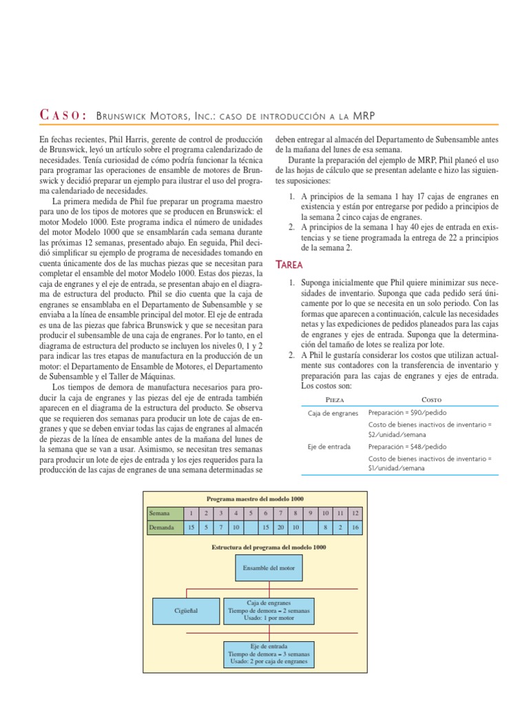 Mrp En Brunswick Motors Caso Práctico Pdf Inventario
