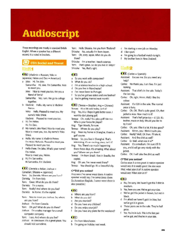 Audioscripts Real Listening & Speaking | PDF