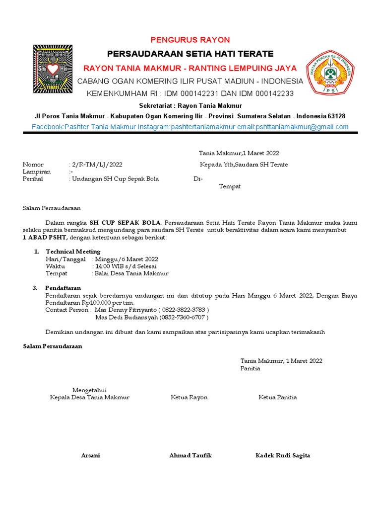 PSHT Undangan SH Cup | PDF